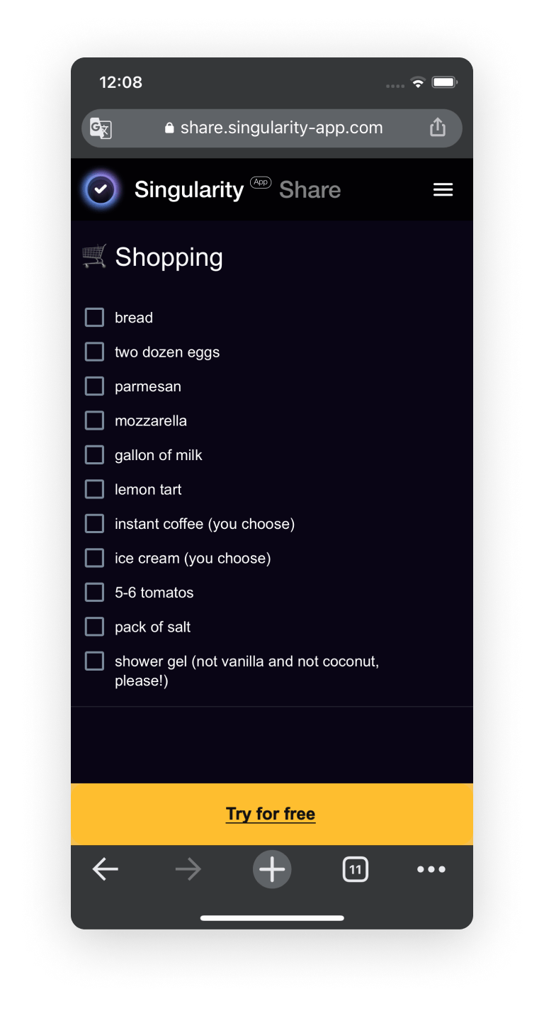 Share your task lists with anyone you want — SingularityApp