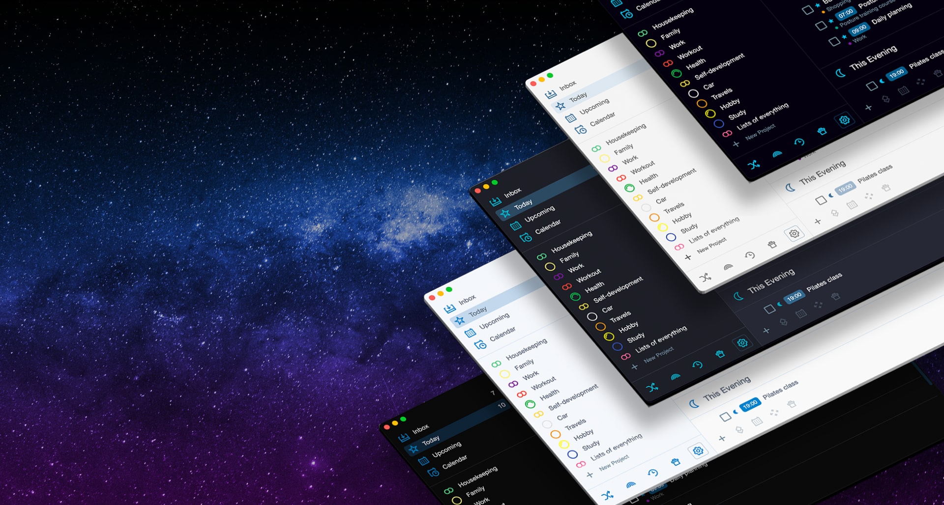 Fantastic space themes — give them a try! ⌛️ TIMEHACK — SingularityApp